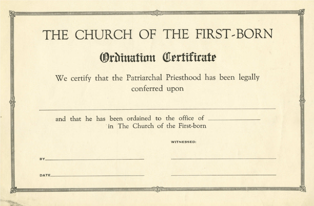 Baptismal and Ordination Certificates – Ross LeBaron, the Holy Order ...