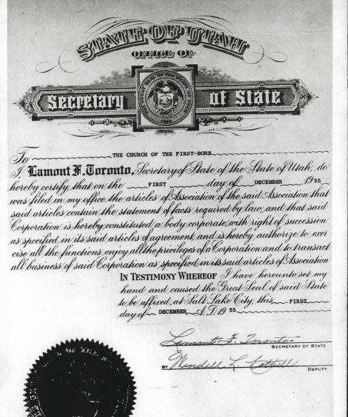 Certificate of Incorporation, 1955 – Ross LeBaron, the Holy Order and ...
